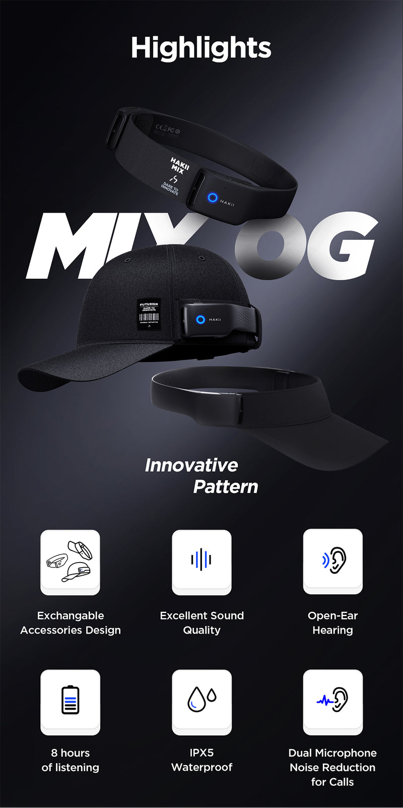 HAKII OG Wareable Open-listening Headphones Set